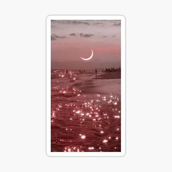 "Aesthetic moon and beach" Sticker by sadidaas | Redbubble