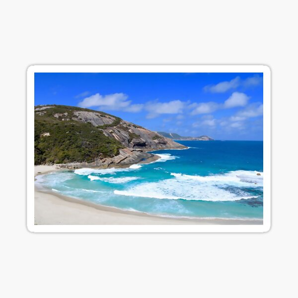 "Ocean Waves Rocks and Blue Sky" Sticker by fotografixgal | Redbubble