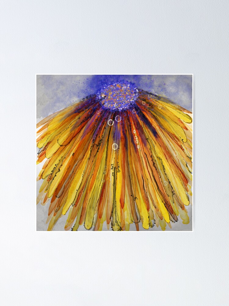 "Cheerful yellow Inky Daisy" Poster for Sale by SanareiDesigns | Redbubble