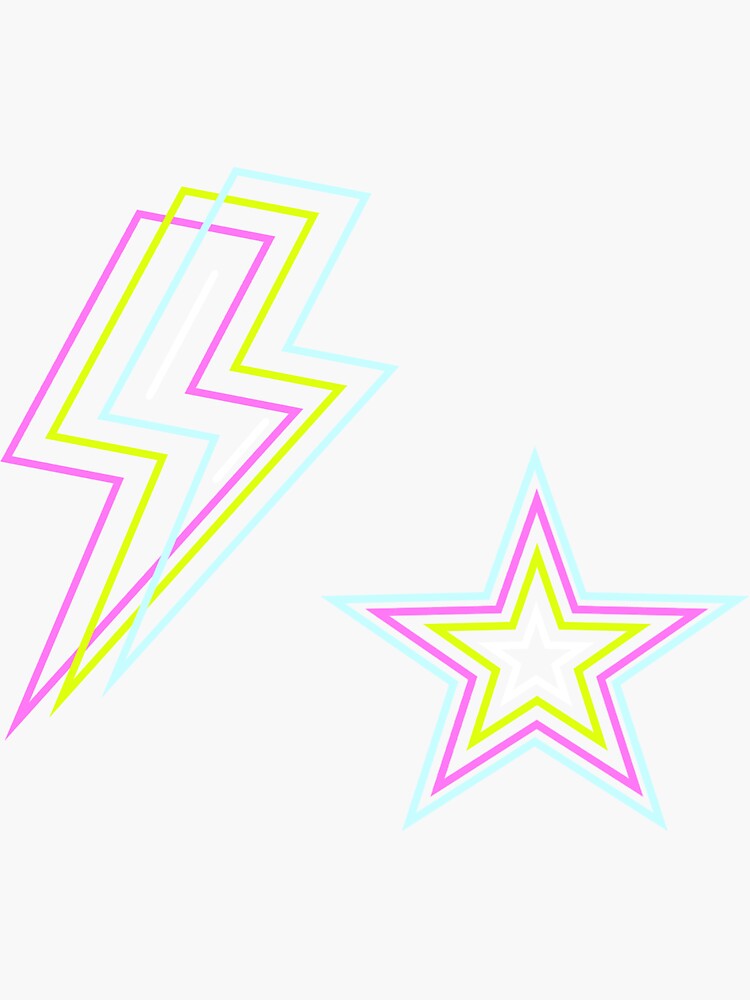 "neon star + lightning bolt " Sticker for Sale by itsokaymk | Redbubble