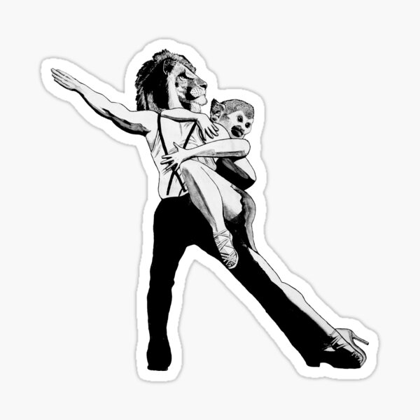 "Lion and Squirrel Monkey Dancing Tango" Sticker for Sale by emmarubens ...