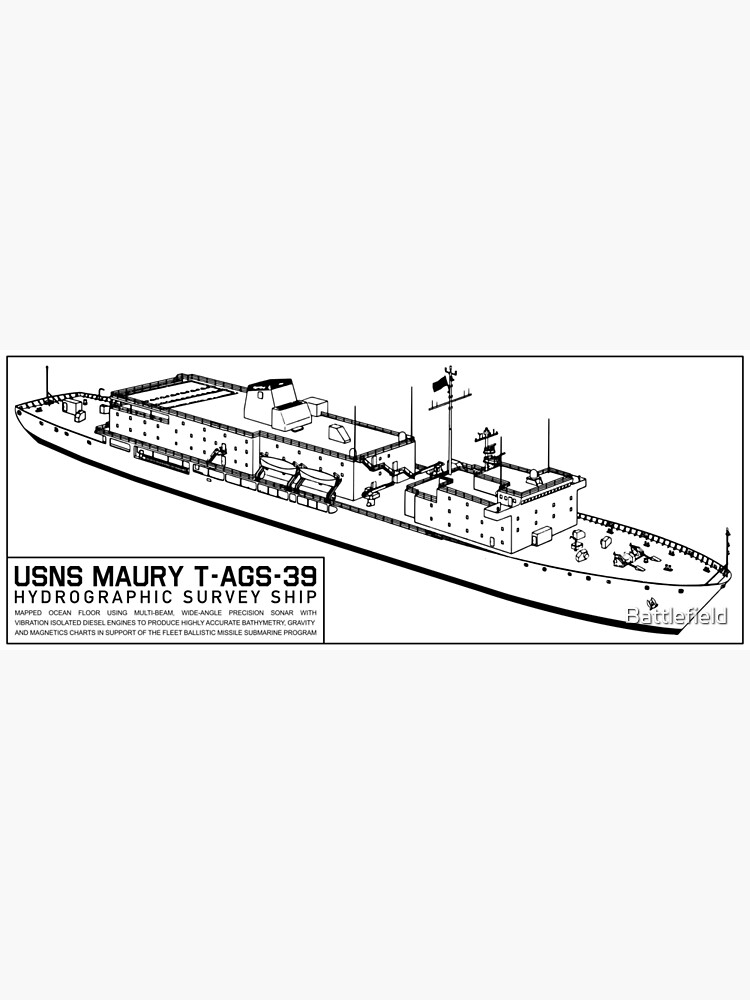 Poster « USNS Maury T-AGS 39 Blueprint Schematic US Navy Ocean Survey ...