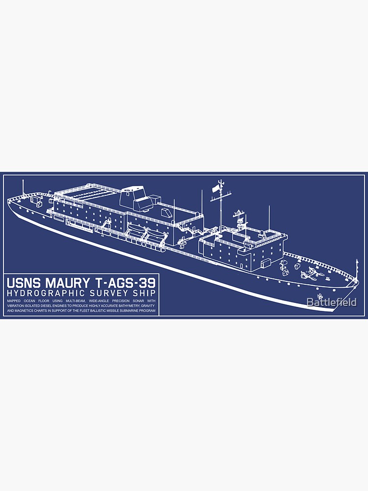 "USNS Maury T-AGS 39 Blueprint Schematic Ocean Survey Ship Infographic ...