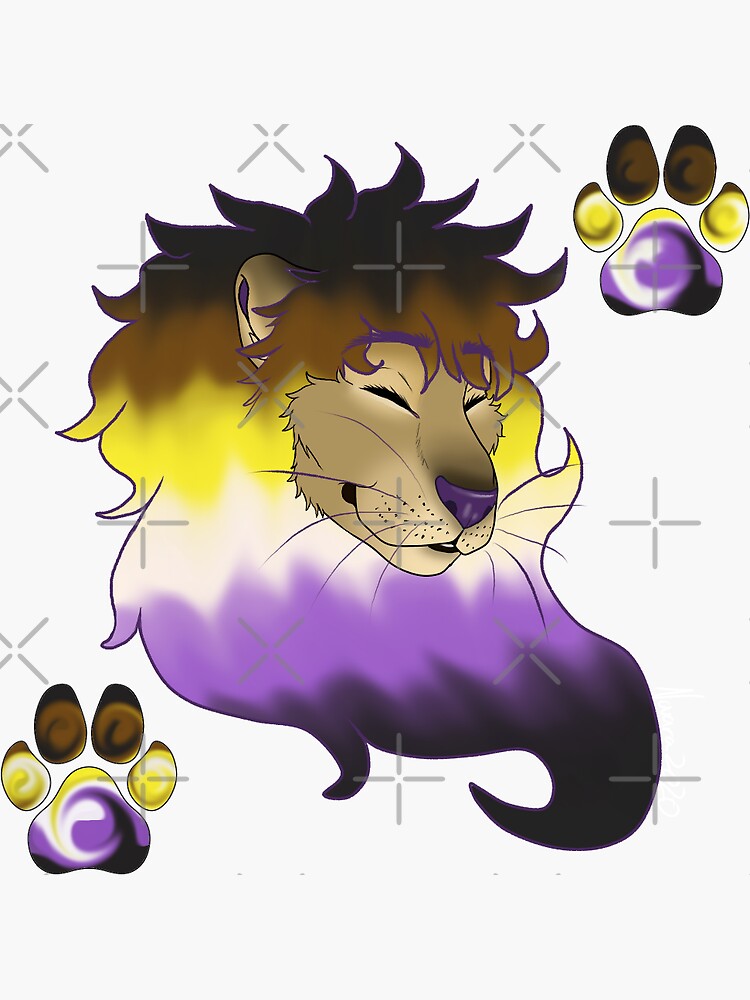 "Non-Binary POC Pride Lion" Sticker by EmberEmerald | Redbubble