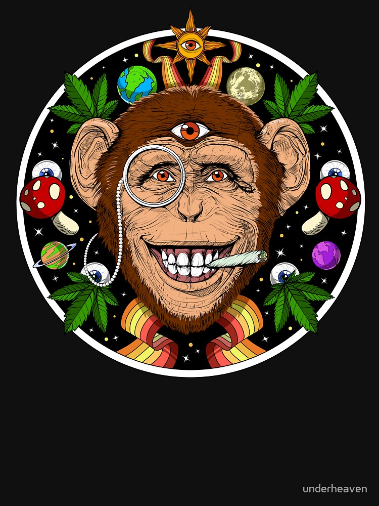 "Psychedelic Monkey Stoner" T-shirt for Sale by underheaven | Redbubble ...