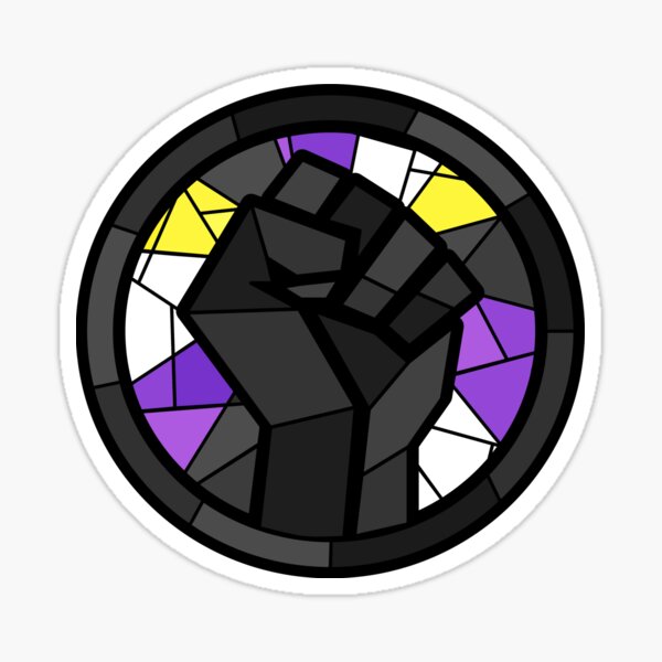 "BLM Stained Glass Fist (Non-Binary)" Sticker for Sale by OctopodArts ...
