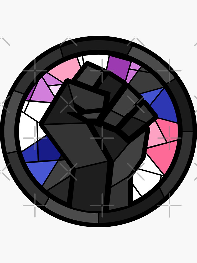 "BLM Stained Glass Fist (Genderfluid)" Sticker for Sale by OctopodArts ...