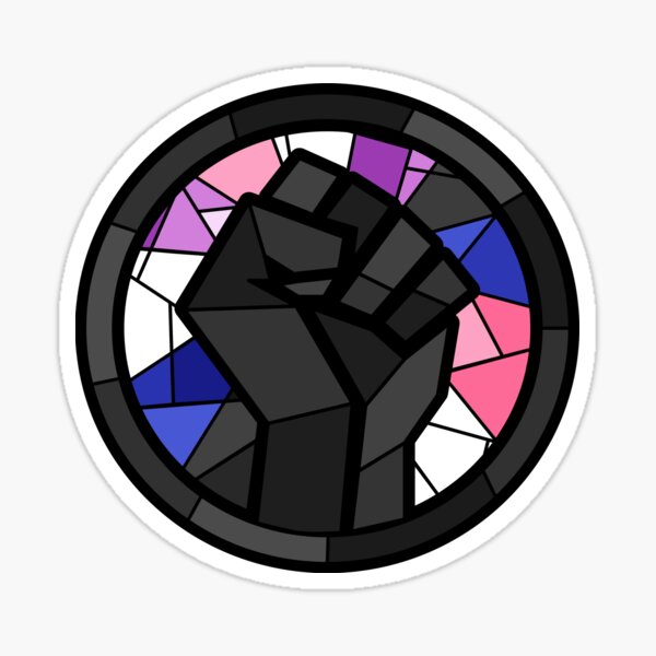 "BLM Stained Glass Fist (Genderfluid)" Sticker for Sale by OctopodArts ...