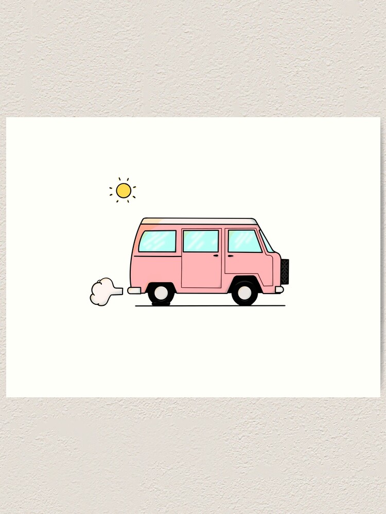 "Cute Pink Van (No Background)" Art Print by RosemallowsArt | Redbubble