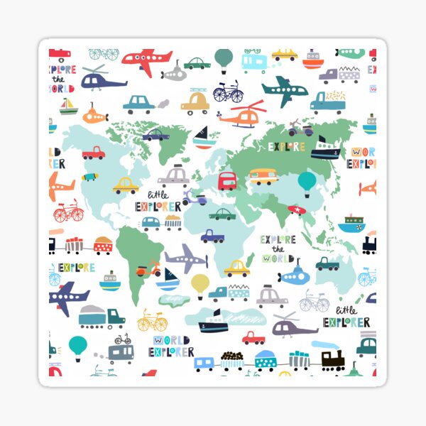 "Explore The World Cute Transportation Map" Sticker for Sale by ...