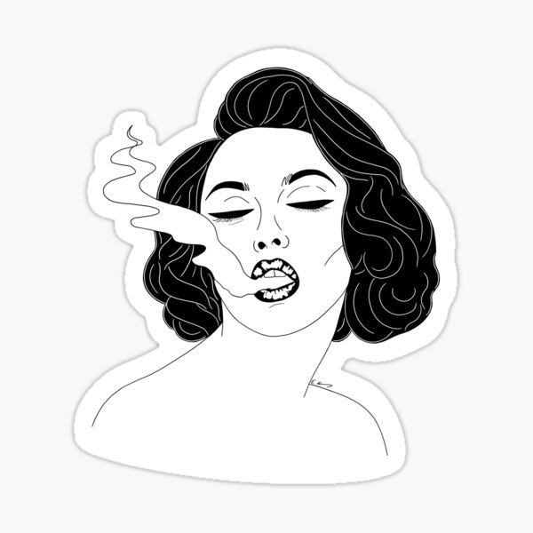 "Vintage smoking girl" Sticker by emmakerryart | Redbubble