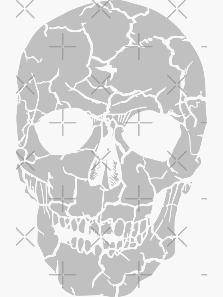 "Skull Head Skull Drawing | Cracked Skull | Skull Face " Sticker for ...