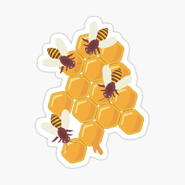"Honey Bees and Honeycomb Design" Sticker for Sale by idovedesign ...