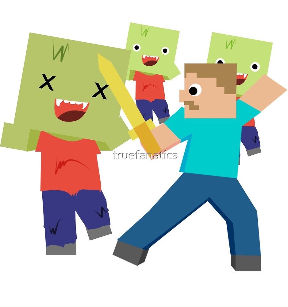 "Minecraft Zombie and Steve / Blockhead" by truefanatics | Redbubble