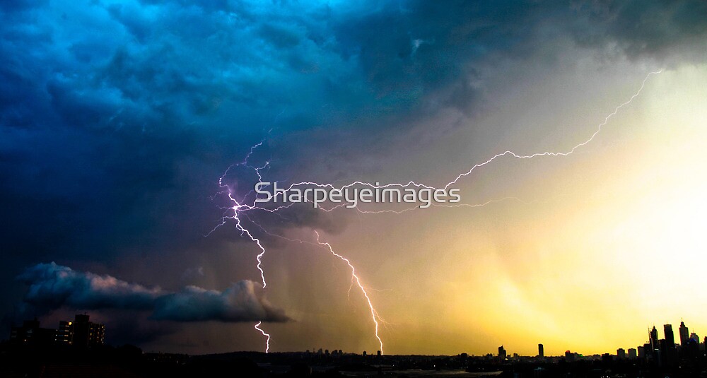 "Lightning storm over Sydney city, Australia" by Sharpeyeimages | Redbubble