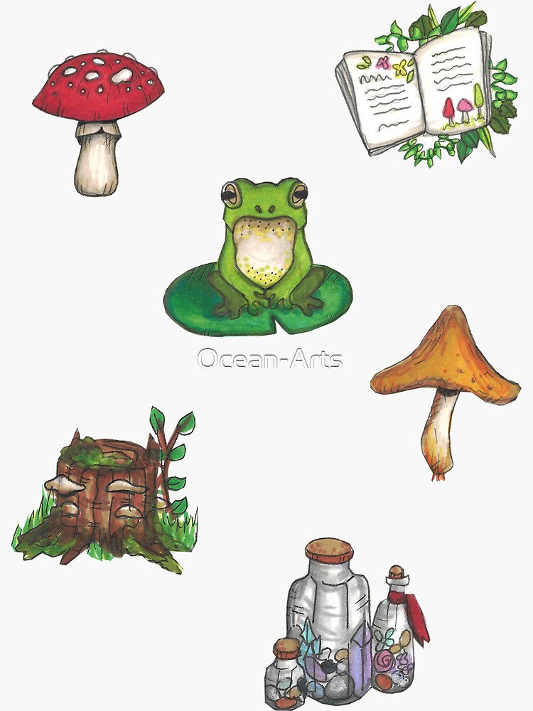 "Goblin/cottage core aesthetic pack" Sticker for Sale by Ocean-Arts ...