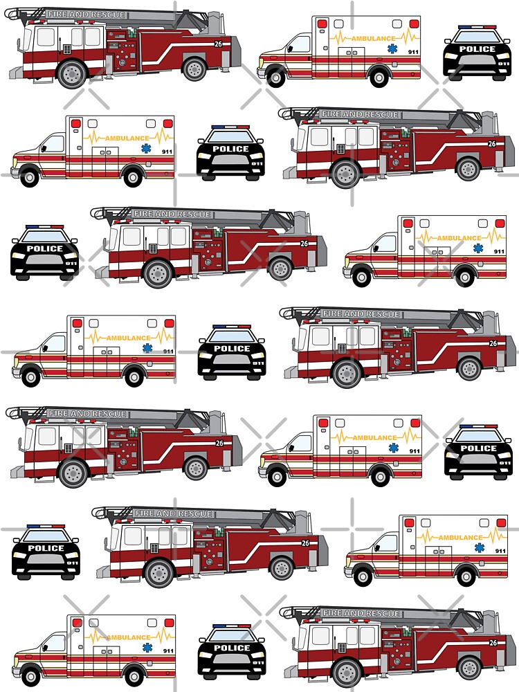 "First Responder Vehicles, Fire Truck, Ambulance, Police Car" Sticker ...
