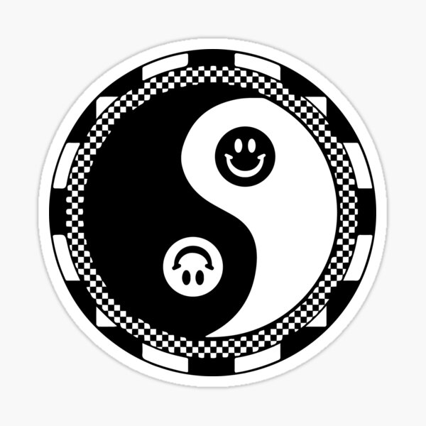 "Ying Yang Smiley Face Gang" Sticker by BeeGroovy | Redbubble