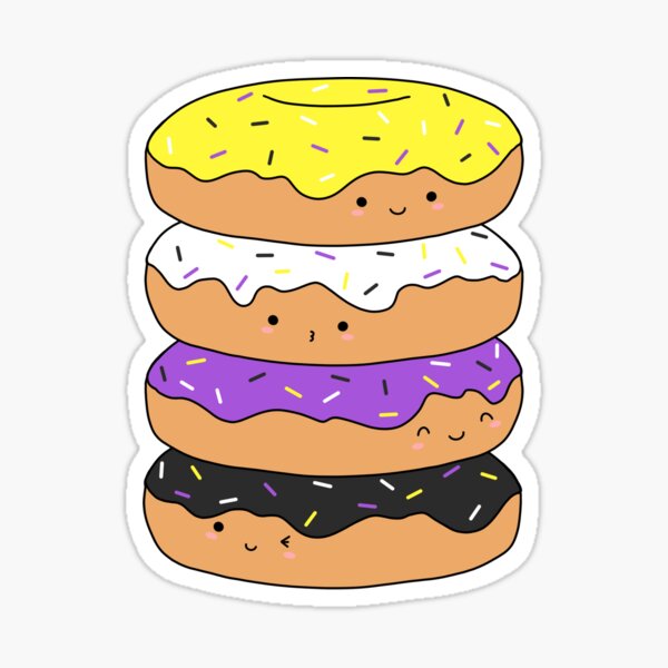 "Non-binary Pride Flag Donut Stack" Sticker for Sale by ElaineCarterArt ...