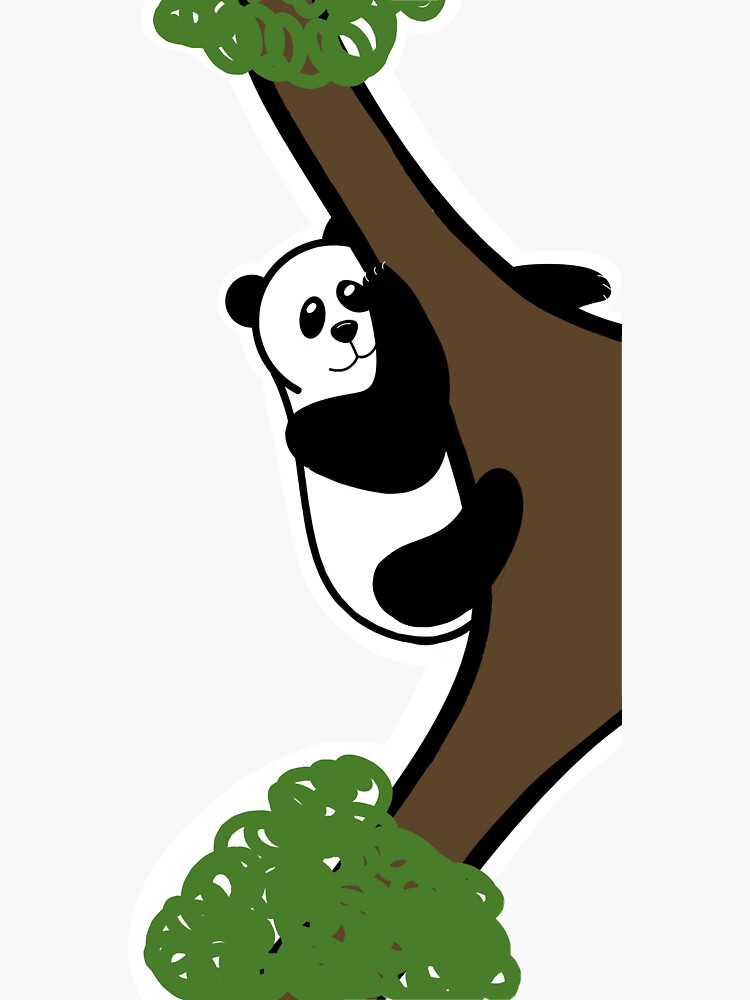 "Cute Panda Clinging To Tree" Sticker for Sale by insatiableart | Redbubble