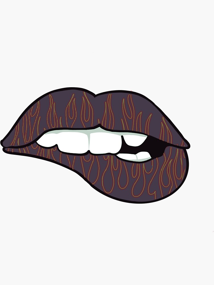 "Black & Red Flames Lip Bite" Sticker for Sale by sofiegail | Redbubble