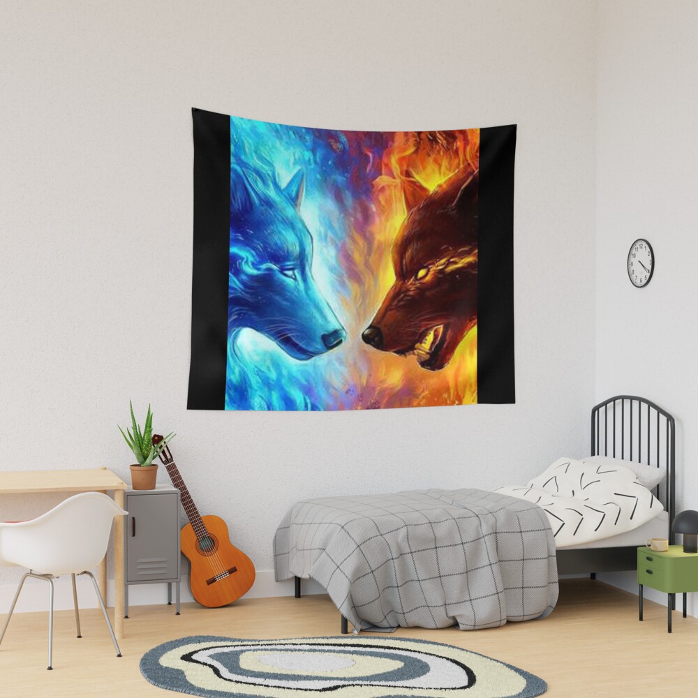 "Ice Wolf and Fire Wolf - Wolf Rivalry" Poster by Kyumi12 | Redbubble