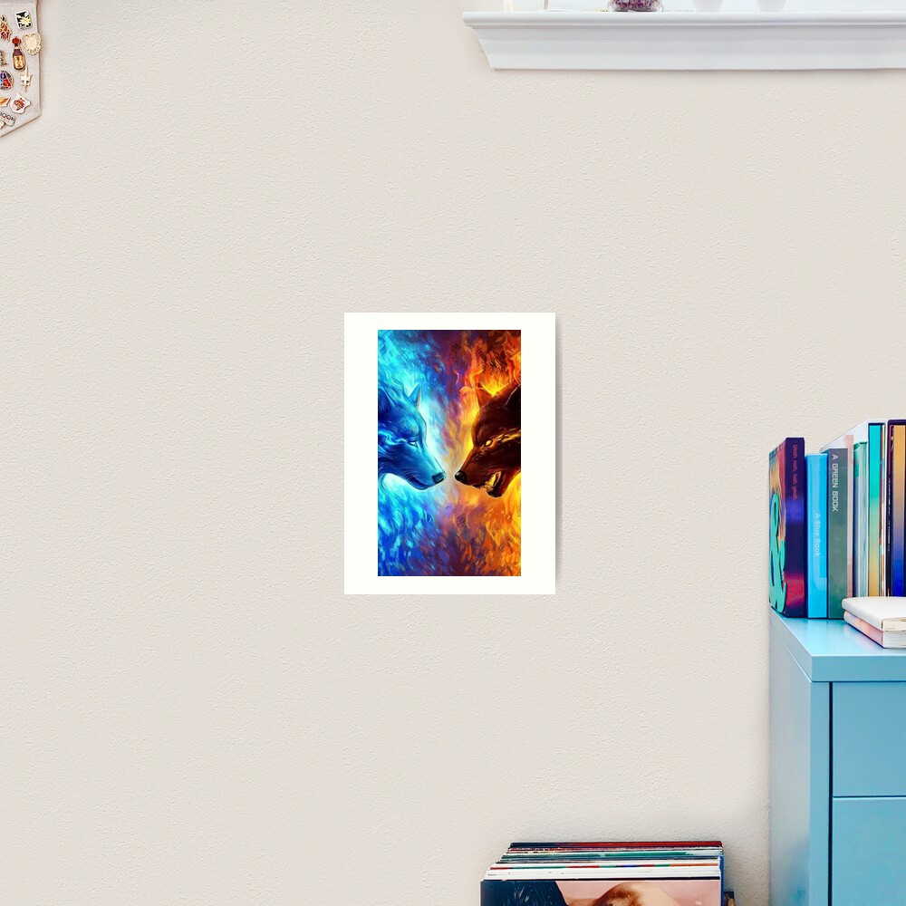 "Ice Wolf and Fire Wolf - Wolf Rivalry" Poster by Kyumi12 | Redbubble