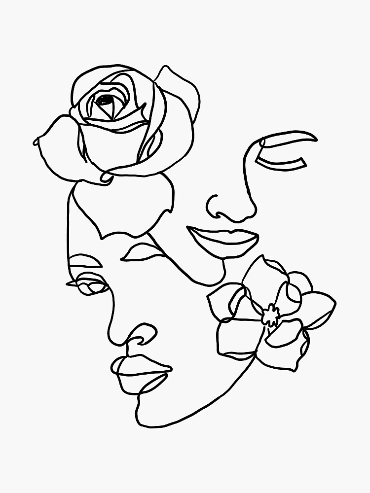 "Continuous Line Face Art Sticker" Sticker for Sale by shopdevilish ...