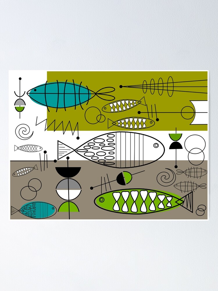 "Mid-Century Modern Fish Art" Poster for Sale by gailg1957 | Redbubble