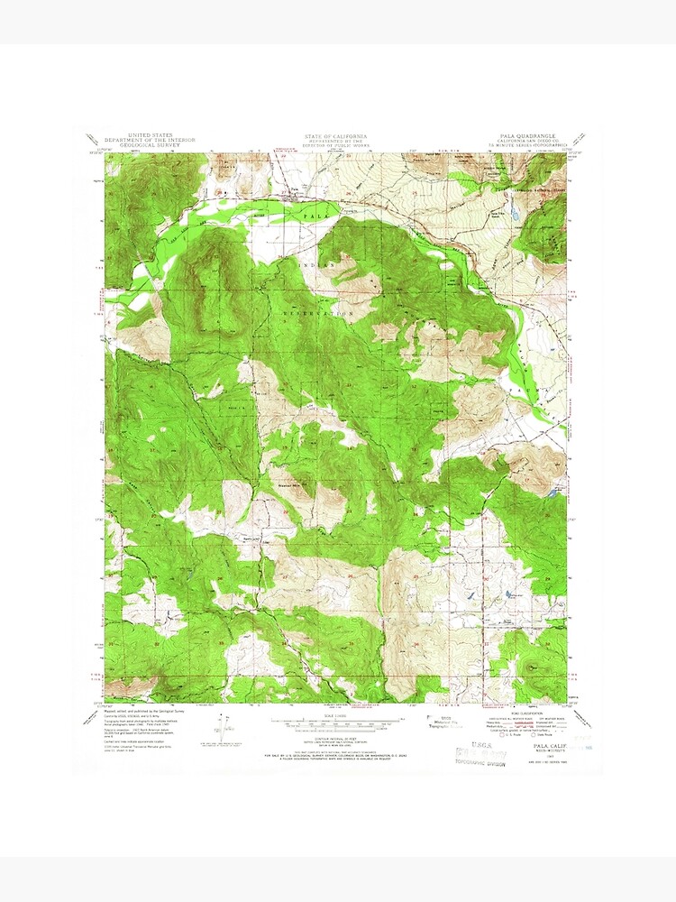 "Pala, CA from 1949 Vintage Map - High Quality" Poster by ...