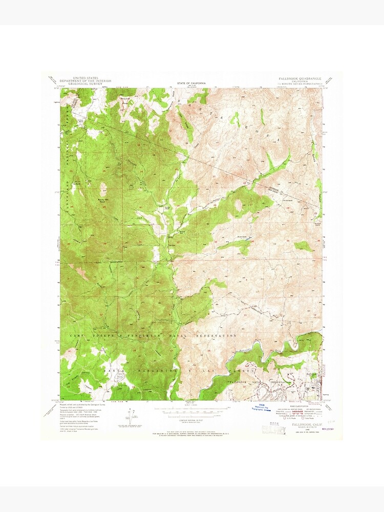 "Fallbrook, CA from 1948 Vintage Map - High Quality" Poster by ...