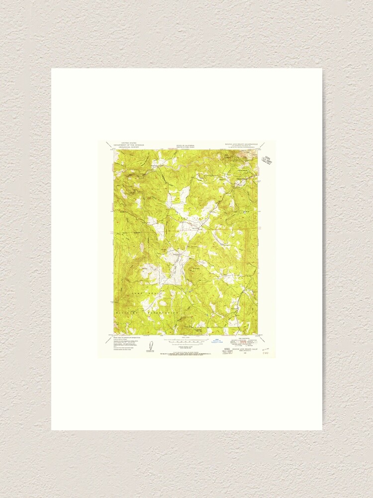 "Rough And Ready, CA from 1949 Vintage Map - High Quality" Art Print by ...