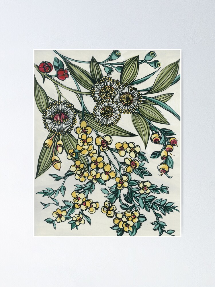 "Retro Australian Native Floral" Poster for Sale by HelenAshley | Redbubble