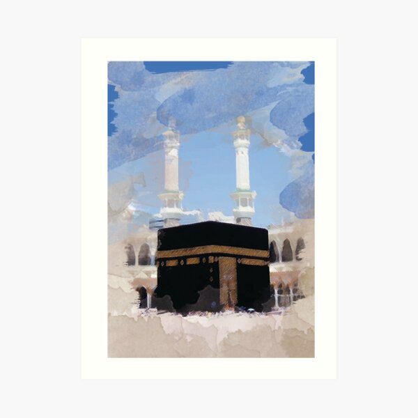 "The Kaaba Watercolour Digital Painting Masjid Al Haram Mecca" Art ...
