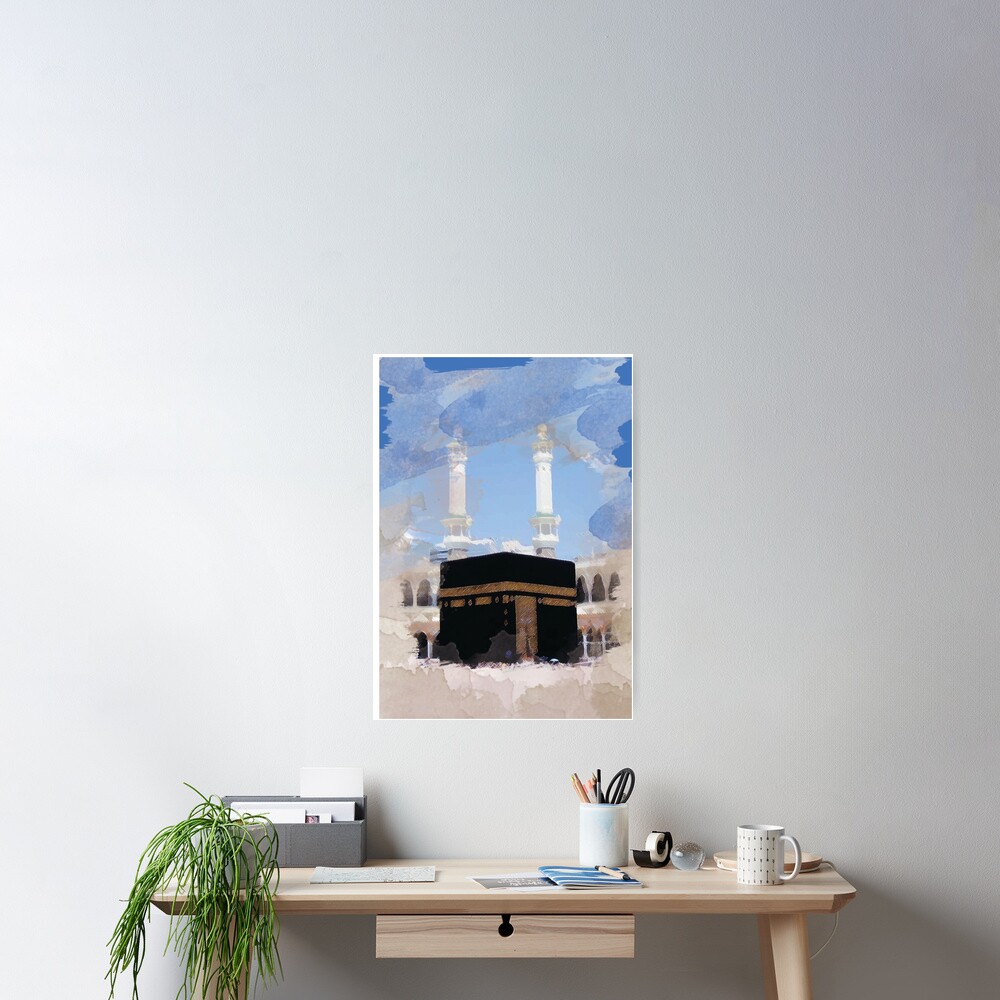 "The Kaaba Watercolour Digital Painting Masjid Al Haram Mecca" Poster ...