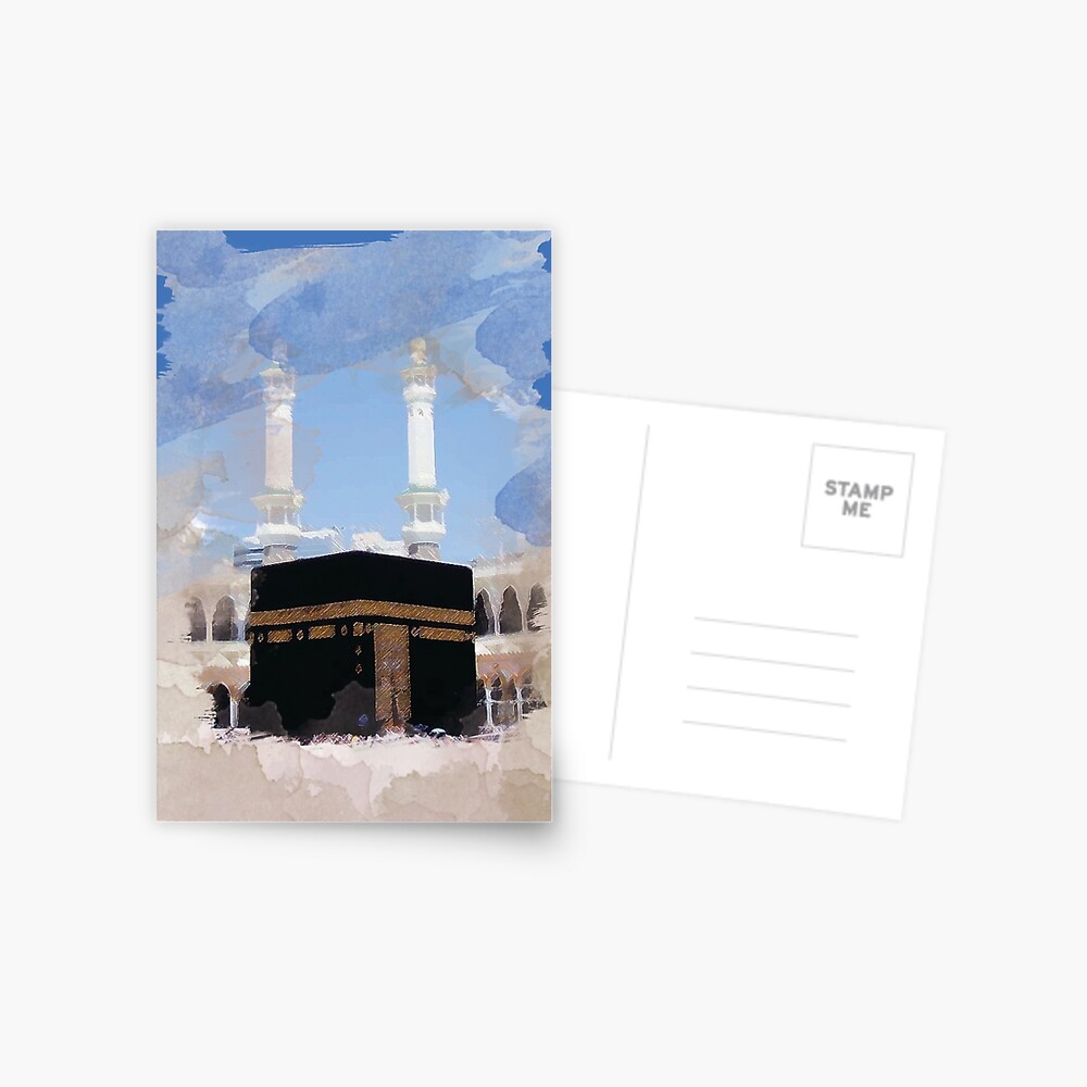 "The Kaaba Watercolour Digital Painting Masjid Al Haram Mecca" Postcard ...