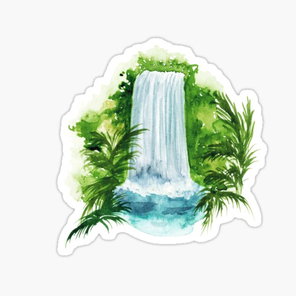 "Tropical Waterfall Watercolor" Sticker for Sale by vakate81 | Redbubble
