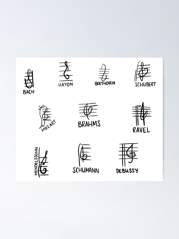 "Composer Treble Clefs" Poster for Sale by annikabee | Redbubble