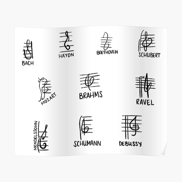 "Composer Treble Clefs" Poster for Sale by annikabee | Redbubble