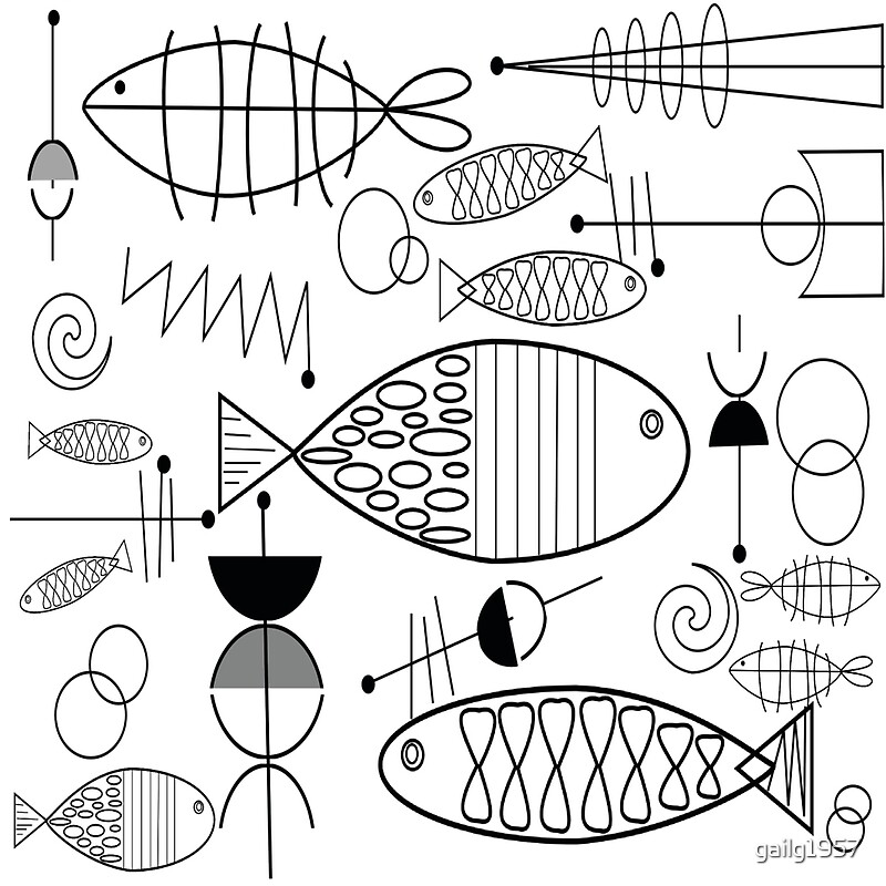 "Mid-Century Modern Fish" by Gail Gabel, LLC | Redbubble