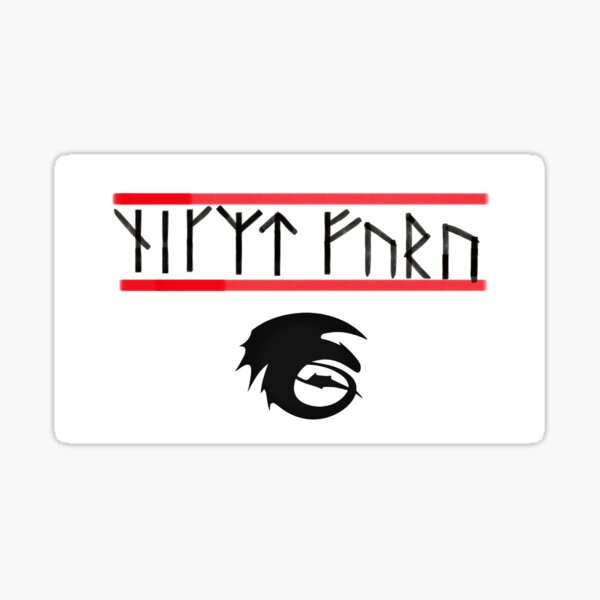 "Night fury in viking alphabet with a night fury symbol. " Sticker for ...