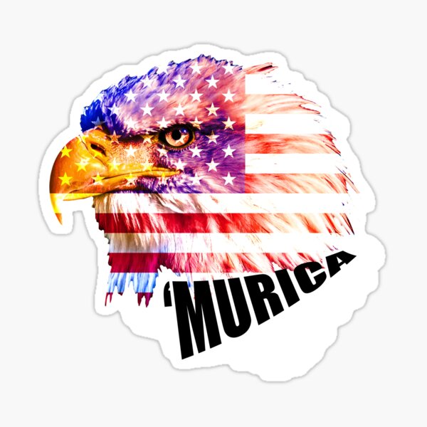 "'Murica Bald Eagle American Flag" Sticker by BadTeeShop | Redbubble