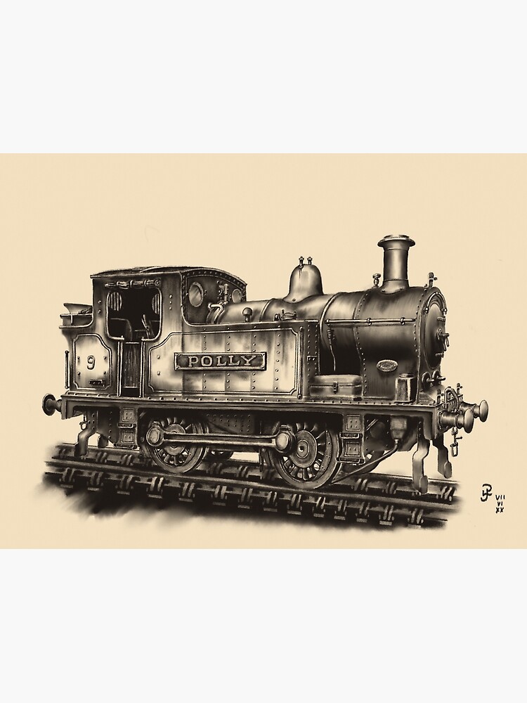 "Polly (Monochrome) - Industrial Steam Locomotive" Art Print by ...