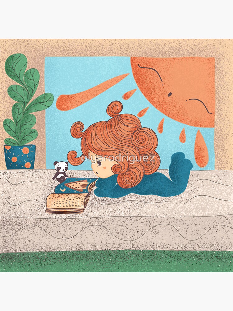 "Cute girl reading a book" Sticker for Sale by olyarodriguez | Redbubble