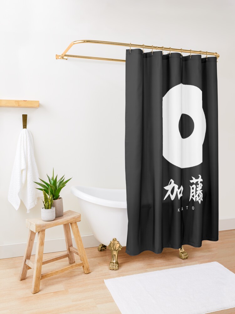 "Kato Clan Family Crest Kamon - White Title Version" Shower Curtain for ...