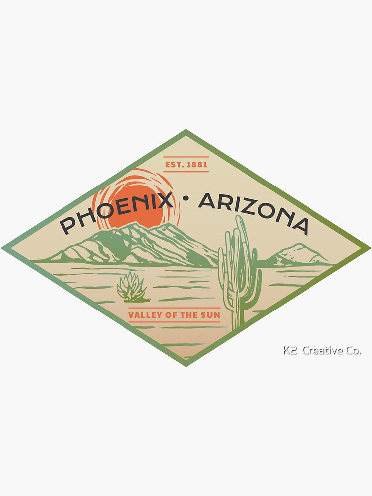"Vintage Phoenix, Arizona Graphic" Sticker for Sale by K2 Creative Co ...