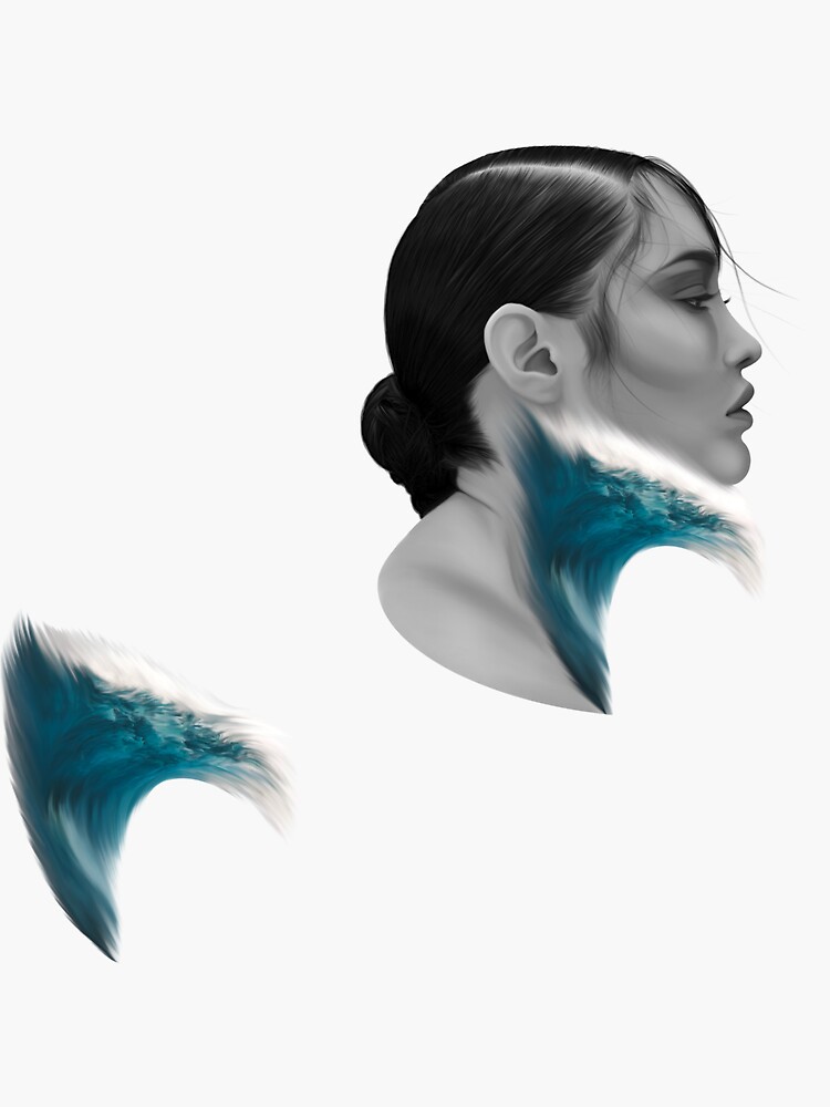 "Blue ocean waves portrait" Sticker for Sale by Wejdan-Art | Redbubble