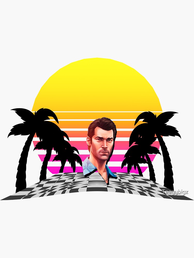 "GTA Vice City Vaporwave" Sticker for Sale by Teegybigz | Redbubble