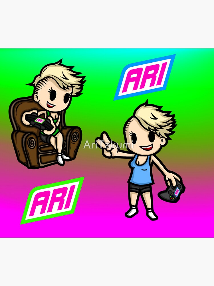 "Chibi Ari's On Neon Background" Sticker for Sale by AriTakumi | Redbubble