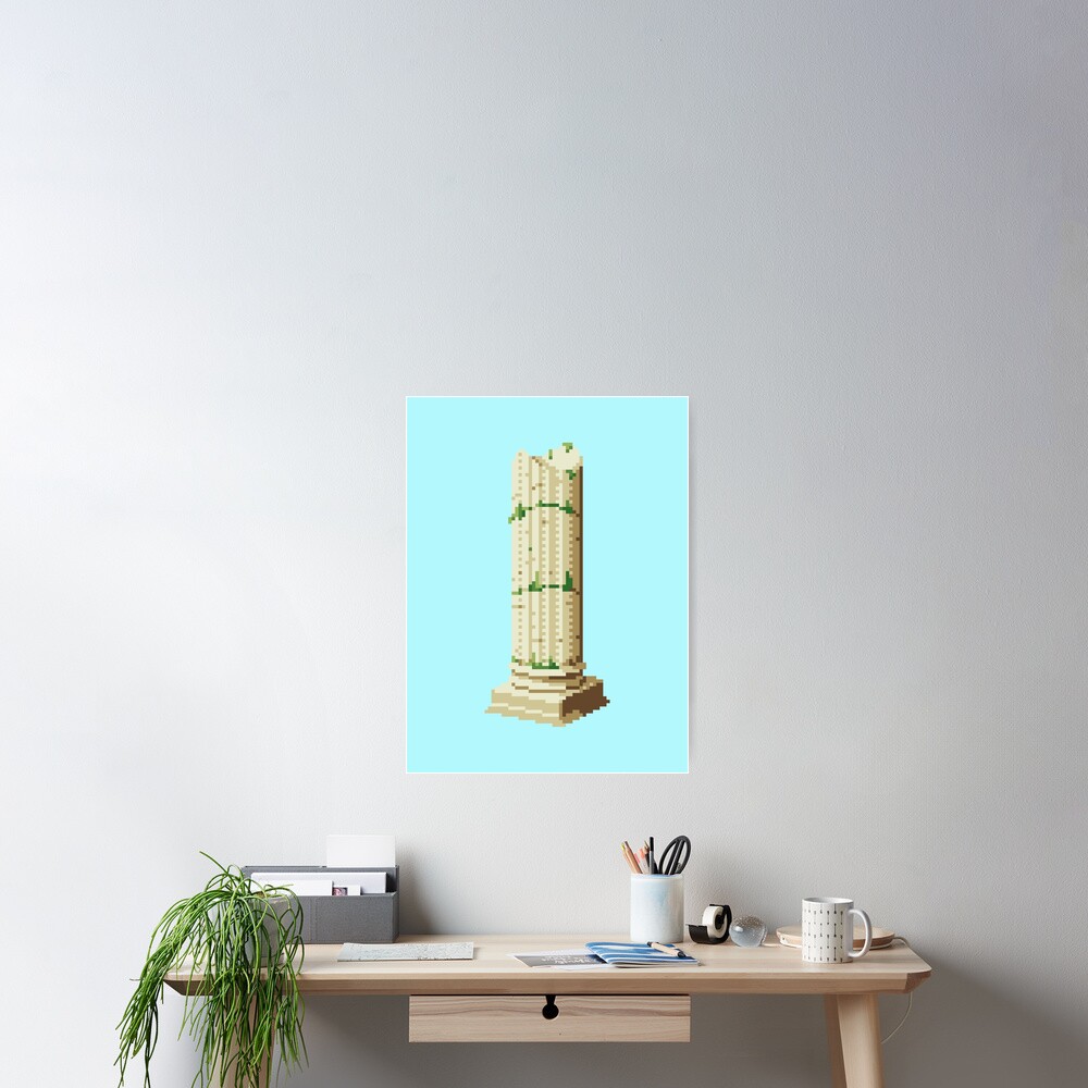 "Pixel Art Ancient Pillar" Poster for Sale by curlymario | Redbubble
